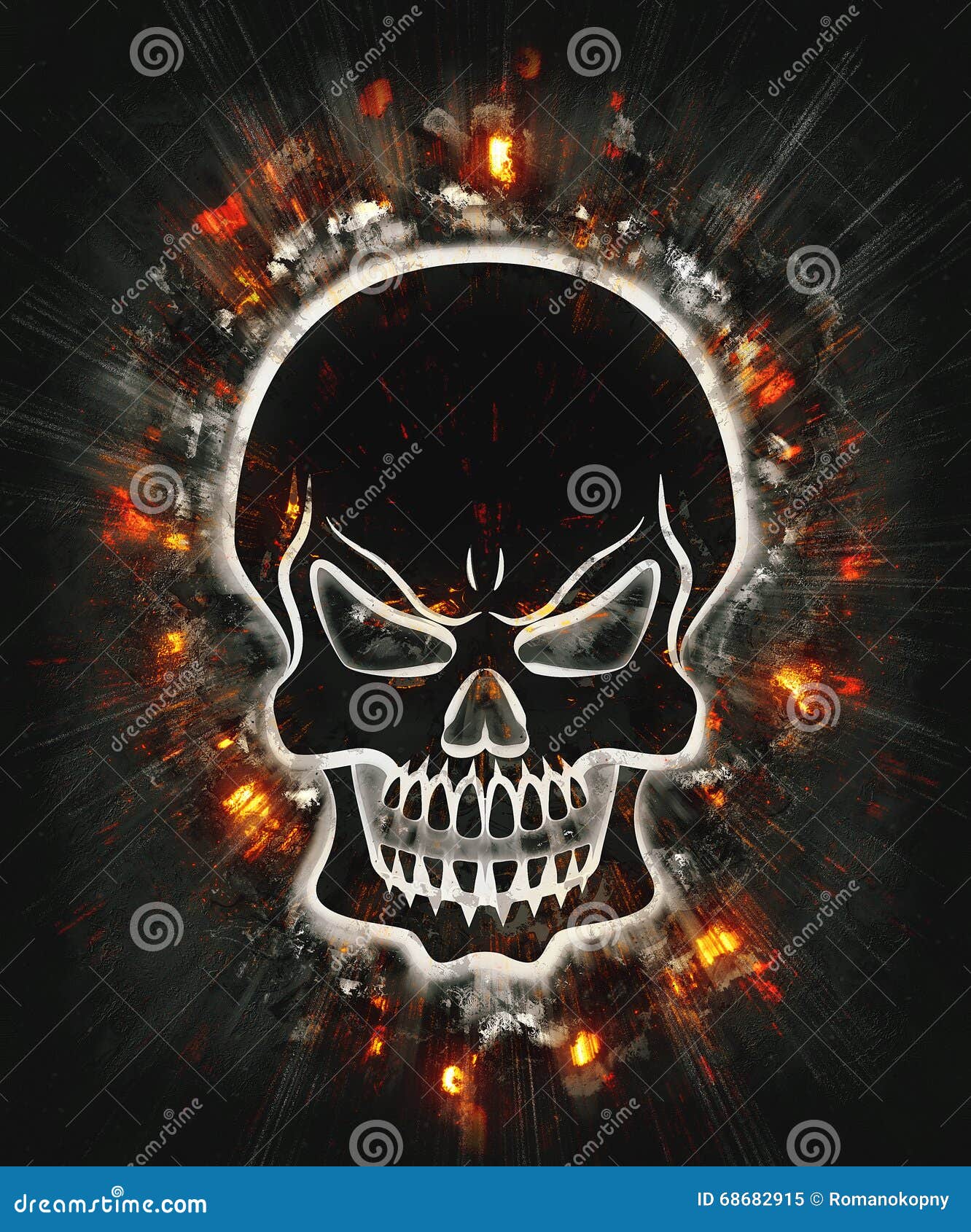 Exploding skull stock illustration. Illustration of cruel - 68682915