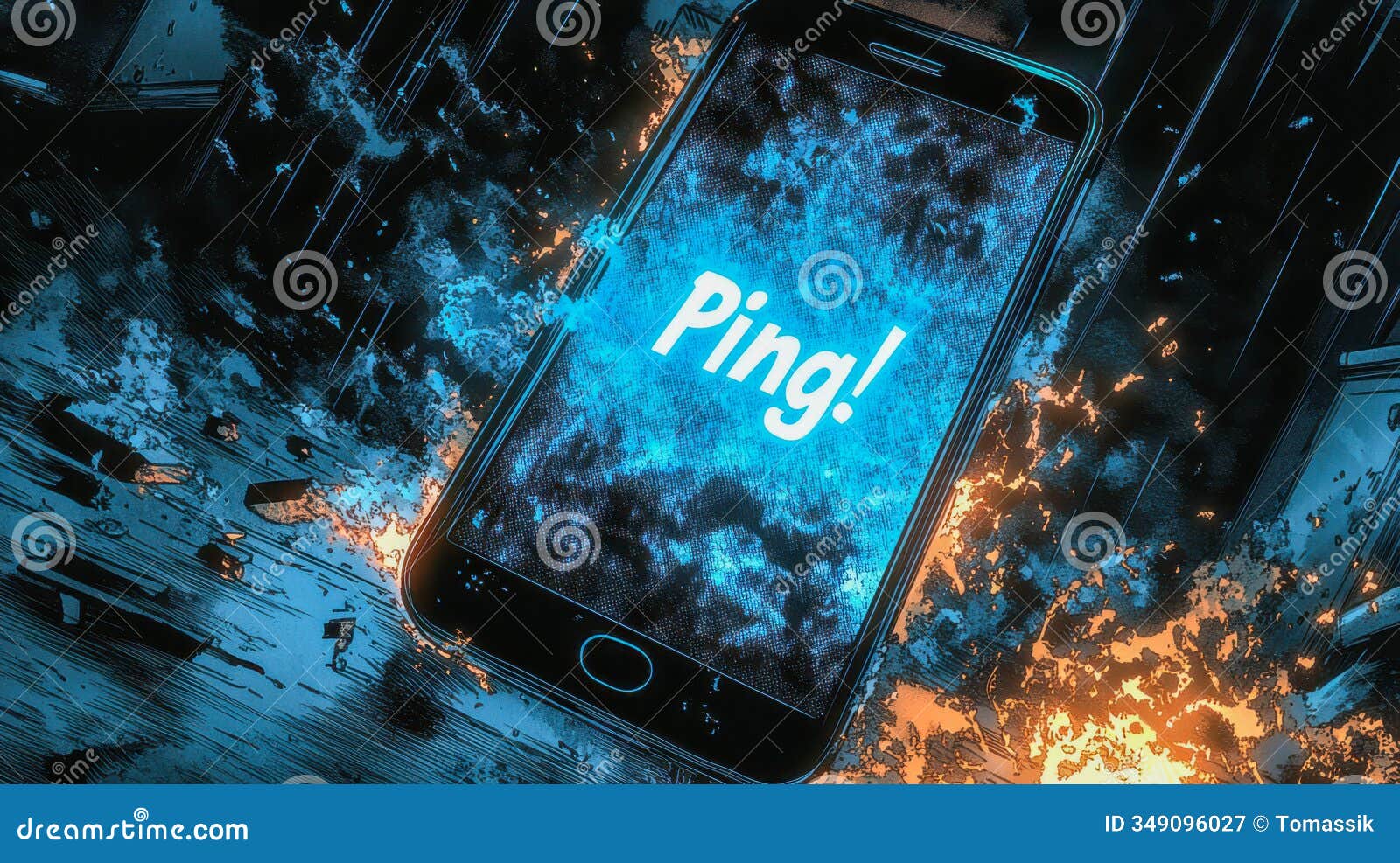 Exploding Smartphone with Dramatic Background Illustrating Digital ...