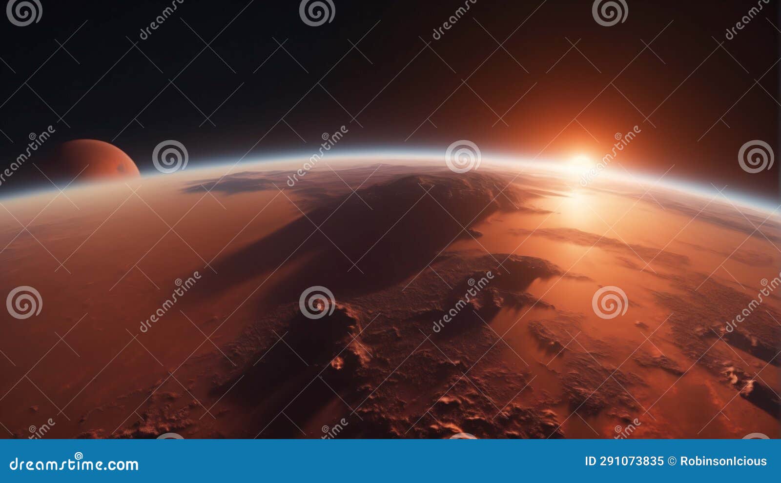 Exploding Spaceship and Ground Vehicle on Mars. Extremely Detailed and ...