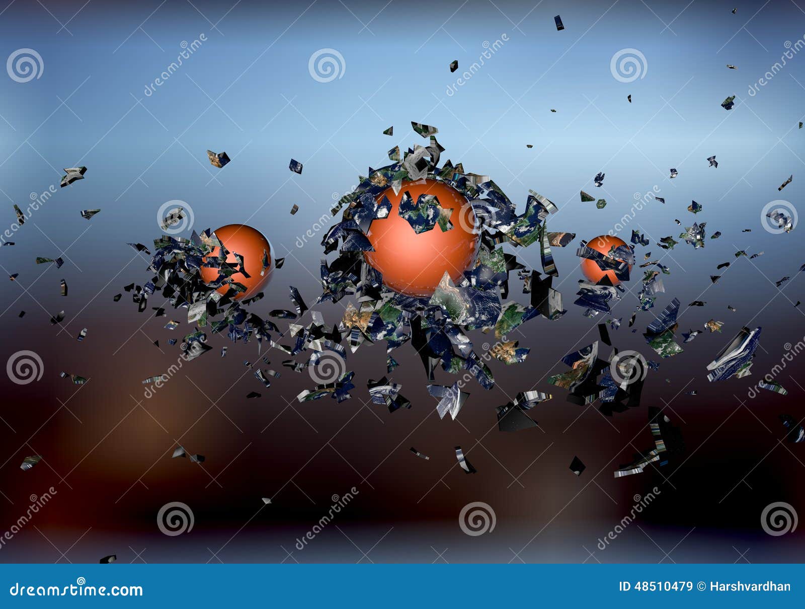 Exploding Sphere Abstract 3d Shpaes Stock Illustration - Illustration ...