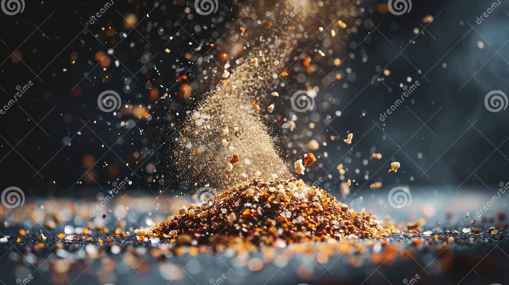 Exploding Spices with Dramatic Lighting Stock Image - Image of midair ...