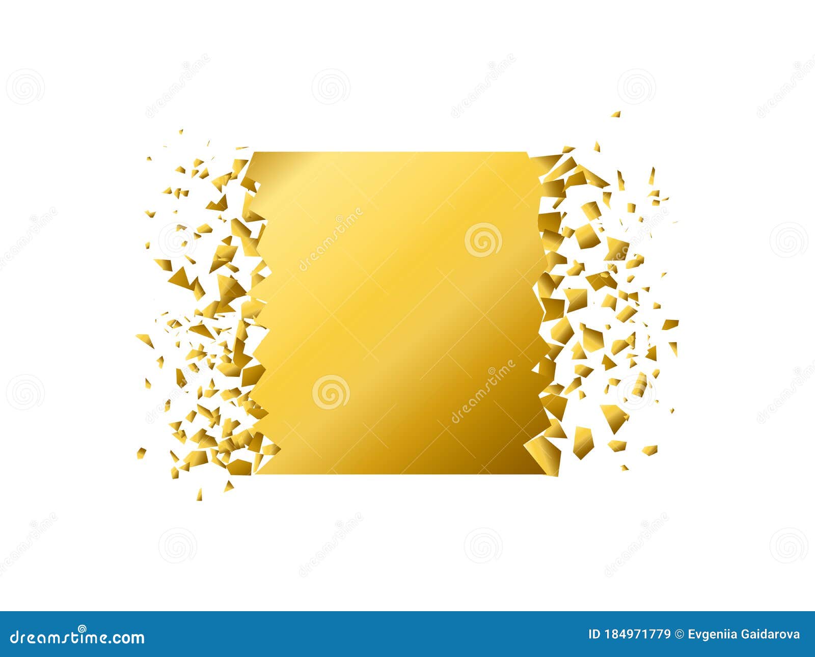 Exploding Square with Debris. Isolated Gold Illustration Stock Vector ...