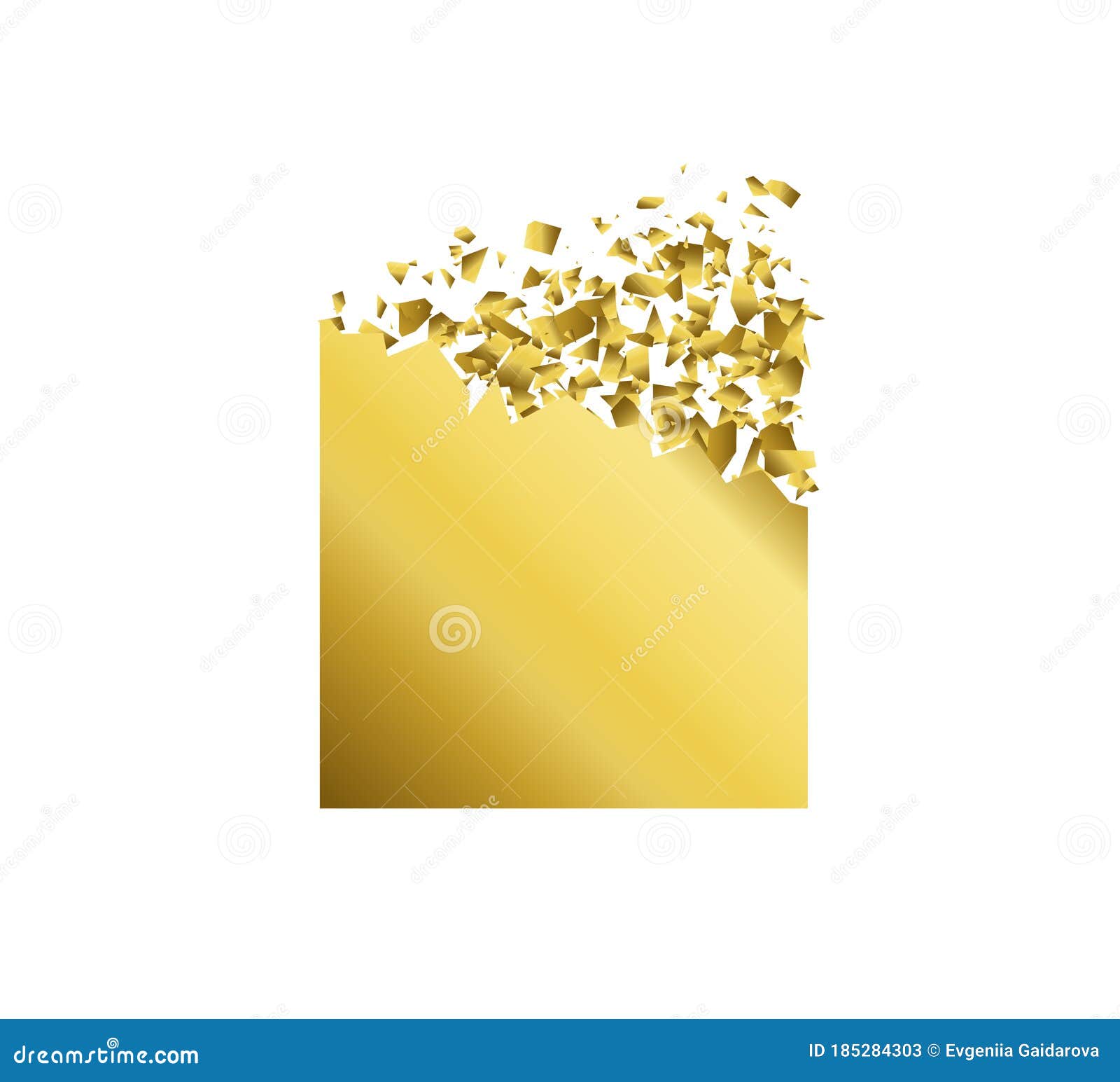 Exploding Square with Debris. Isolated Gold Illustration Stock Vector ...