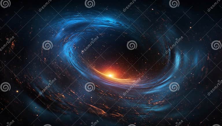 Exploding Star Shapes Orbiting Deep Galaxy in Abstract Illustration ...