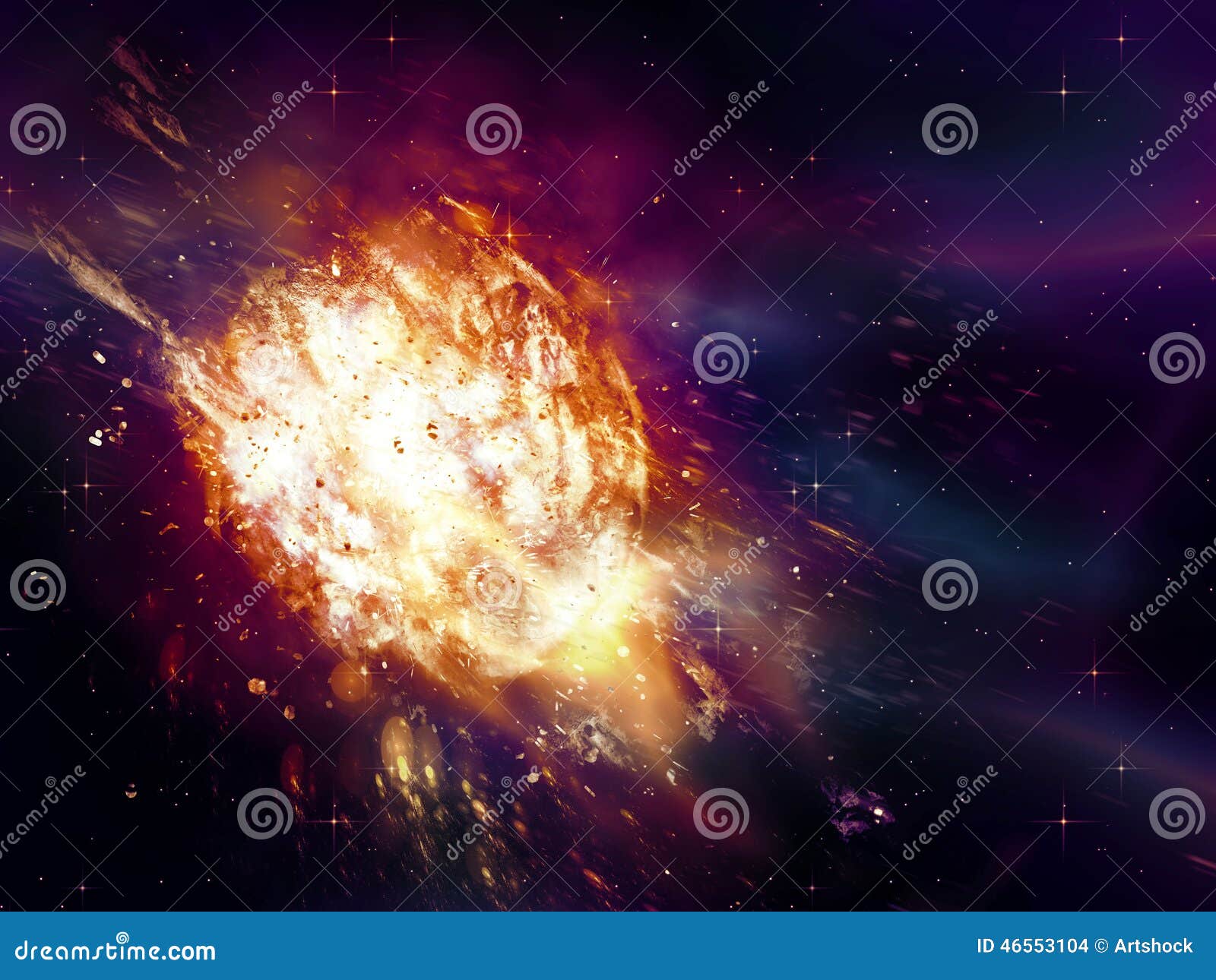 Exploding of Star in Space stock illustration. Illustration of bright ...
