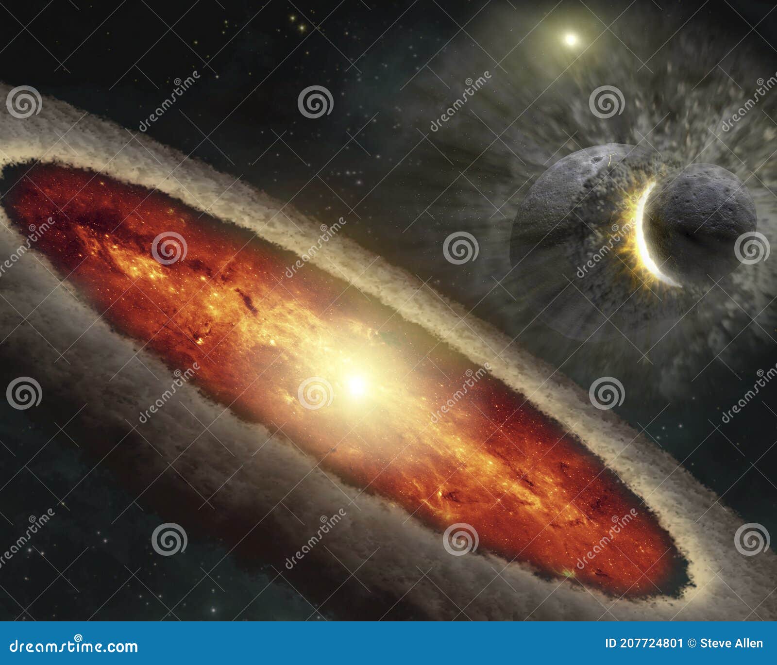 Cosmic Catastrophe stock illustration. Illustration of system - 207724801