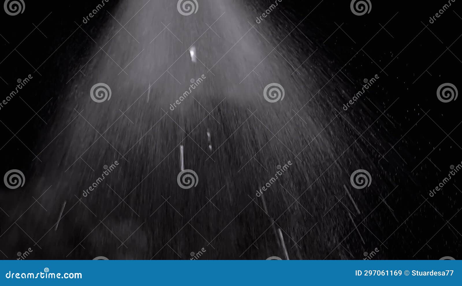 Exploding Stream of Ice Water Drops, Dust in Empty Space on a Black ...