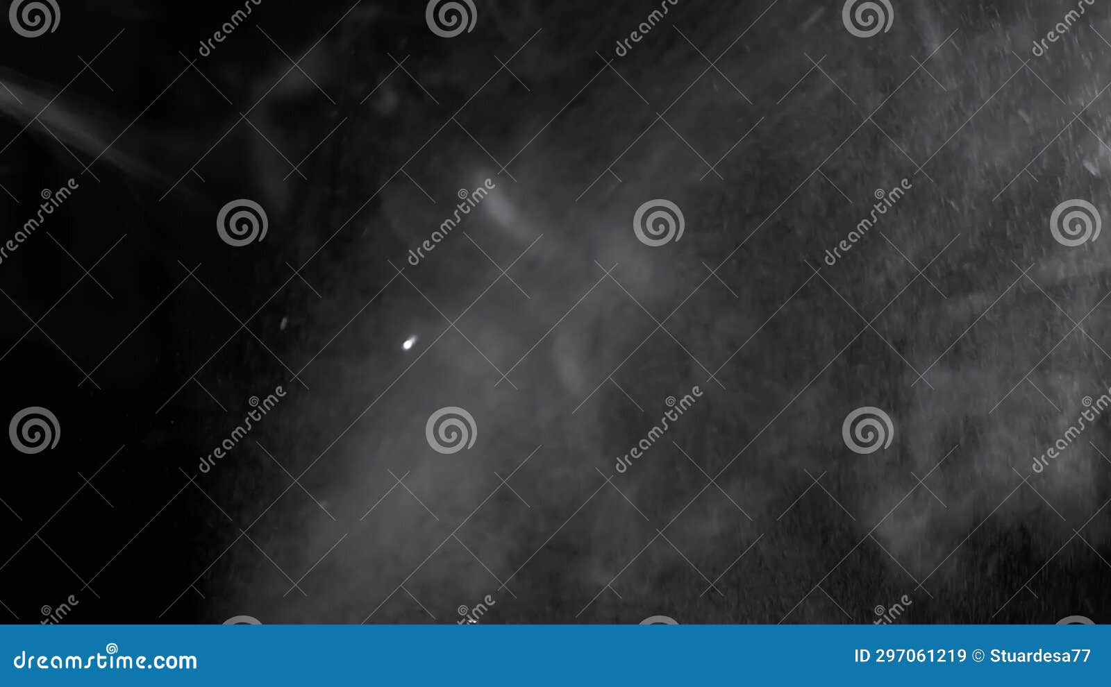 Exploding Stream of Ice Water Drops, Dust, Fog in Empty Space on a ...