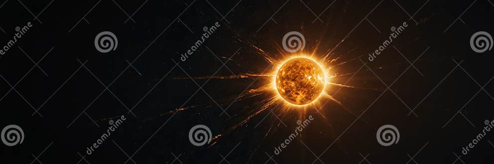 Exploding Sun on Black Empty Space Universe Void Panoramic Wide Angle ...