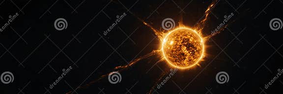Exploding Sun on Black Empty Space Universe Void Panoramic Wide Angle ...