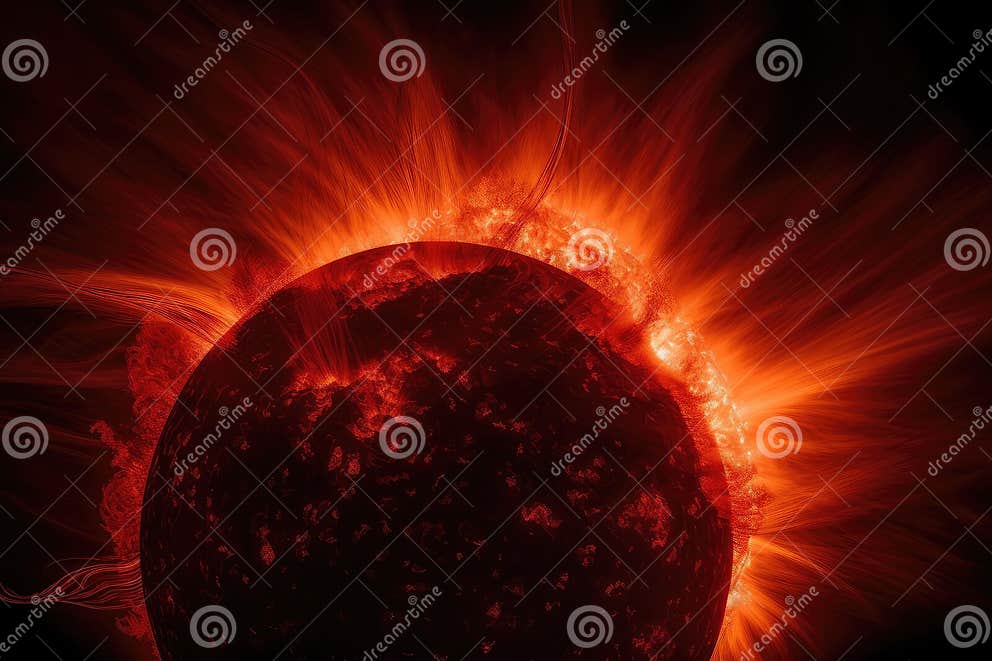Exploding Sun with Corona and Prominences Visible in Dramatic Close-up ...