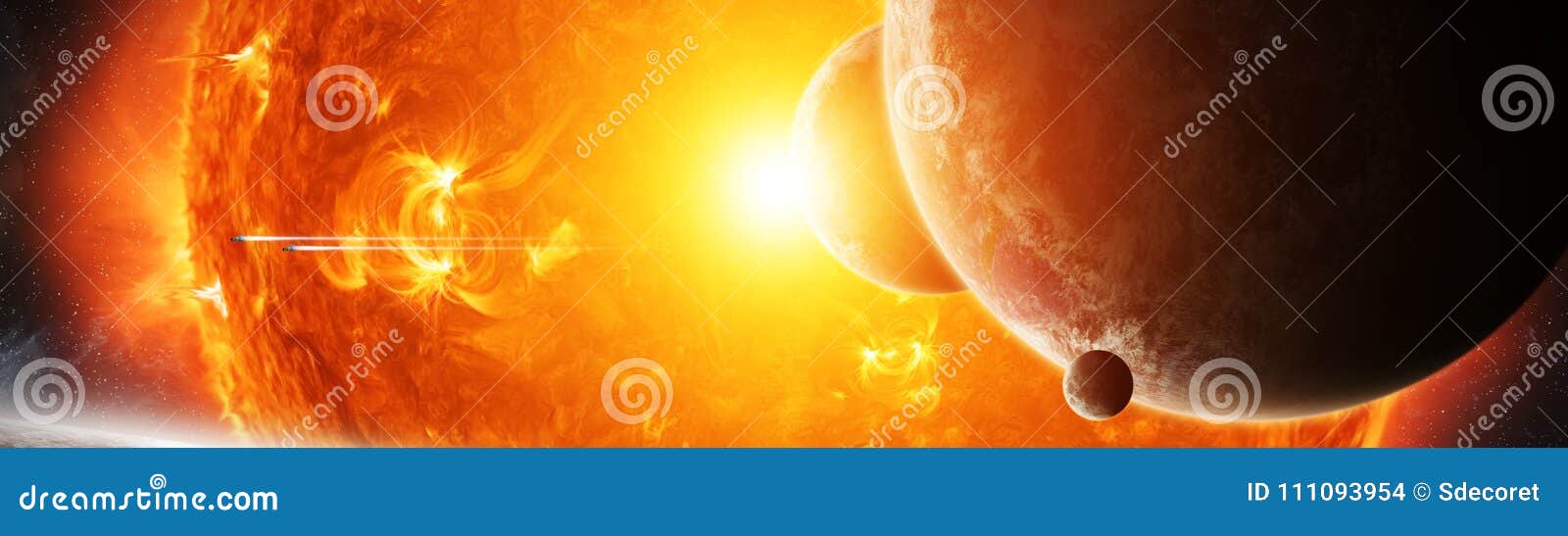 Exploding Sun in Space Close To Planet 3D Rendering Elements of Stock ...