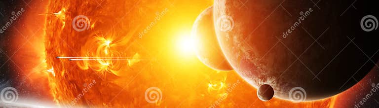 Exploding Sun in Space Close To Planet 3D Rendering Elements of Stock ...