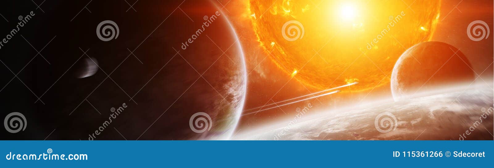 Exploding Sun in Space Close To Planet 3D Rendering Elements of Stock ...