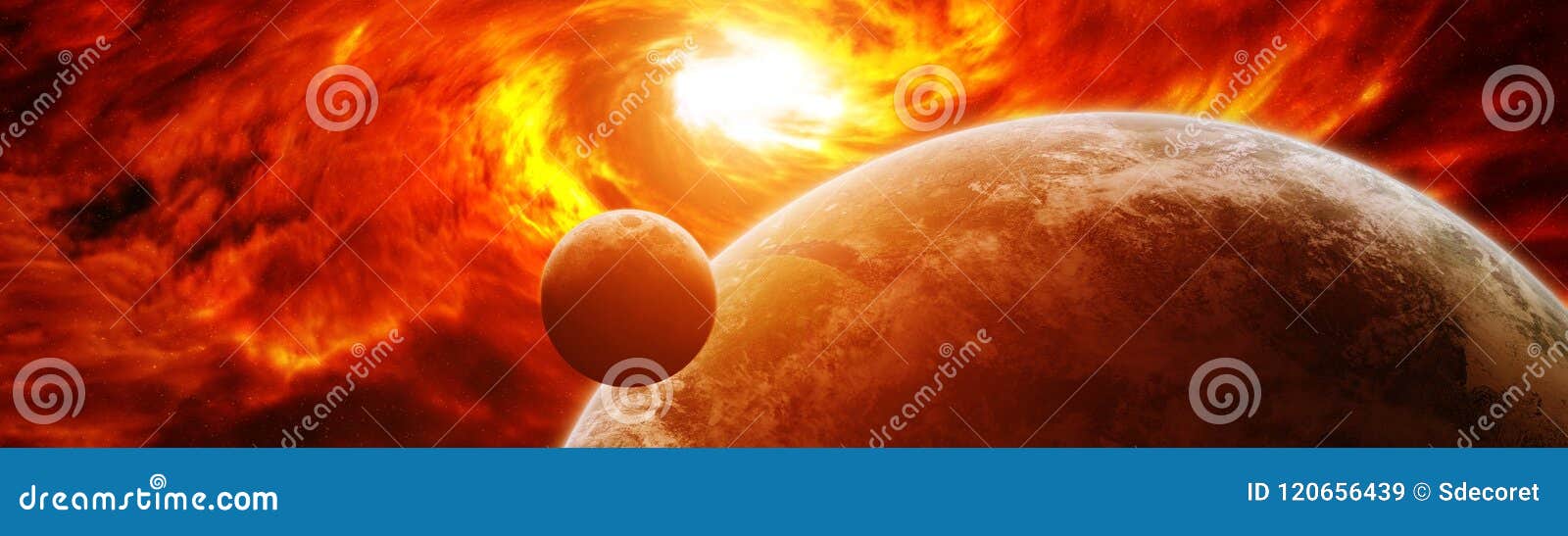 Exploding Sun in Space Close To Planet 3D Rendering Elements of Stock ...