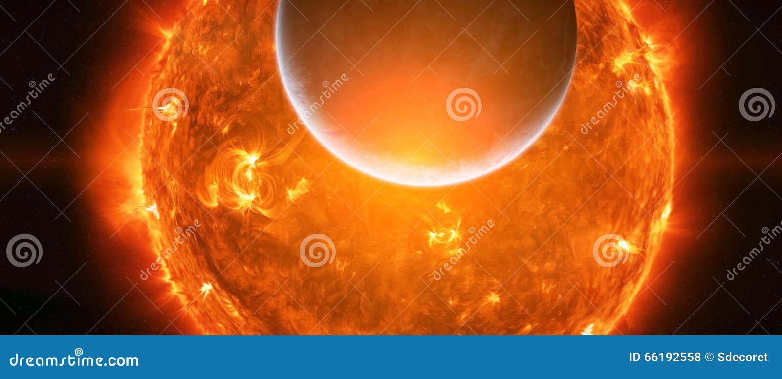 Exploding Sun in Space Close To Planet Earth Stock Illustration ...