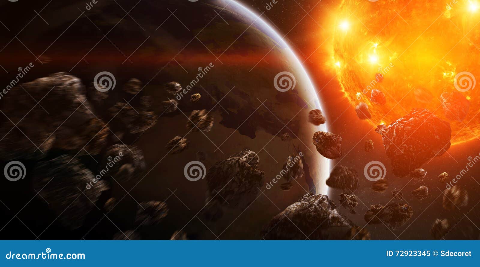 Exploding Sun in Space Close To Planet Stock Illustration ...