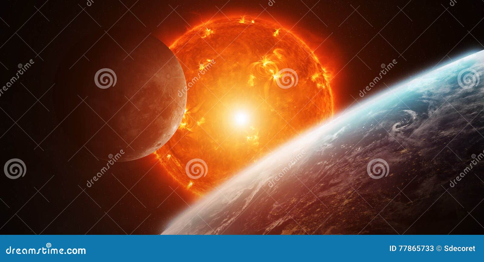Exploding Sun in Space Close To Planet Stock Illustration ...