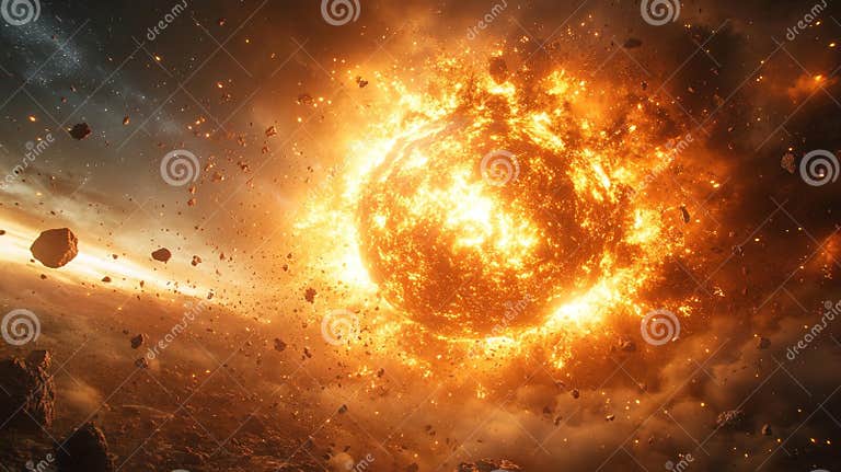 Exploding Sun in Space - Cosmic Cataclysm - Generative Ai Stock ...