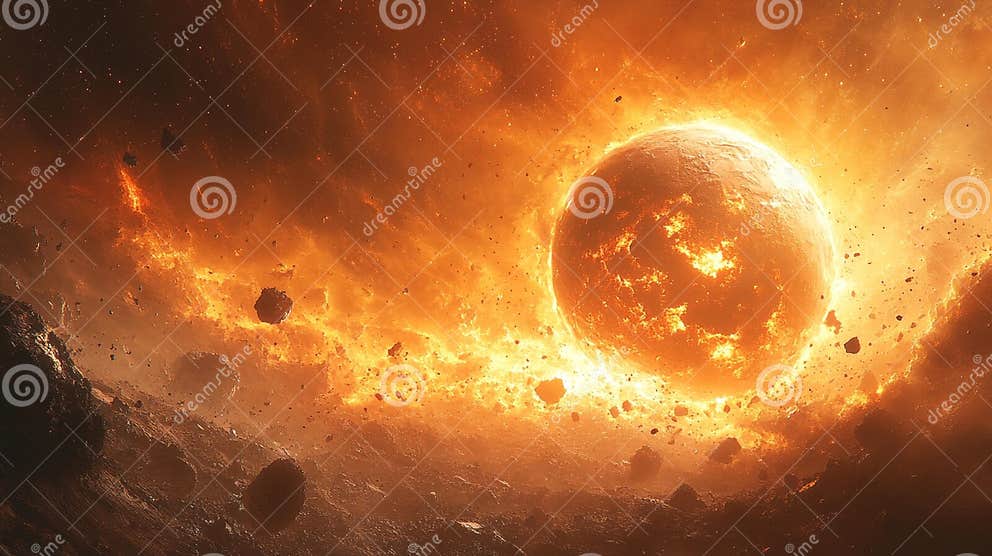 Exploding Sun in Space - Generative Ai Stock Illustration ...