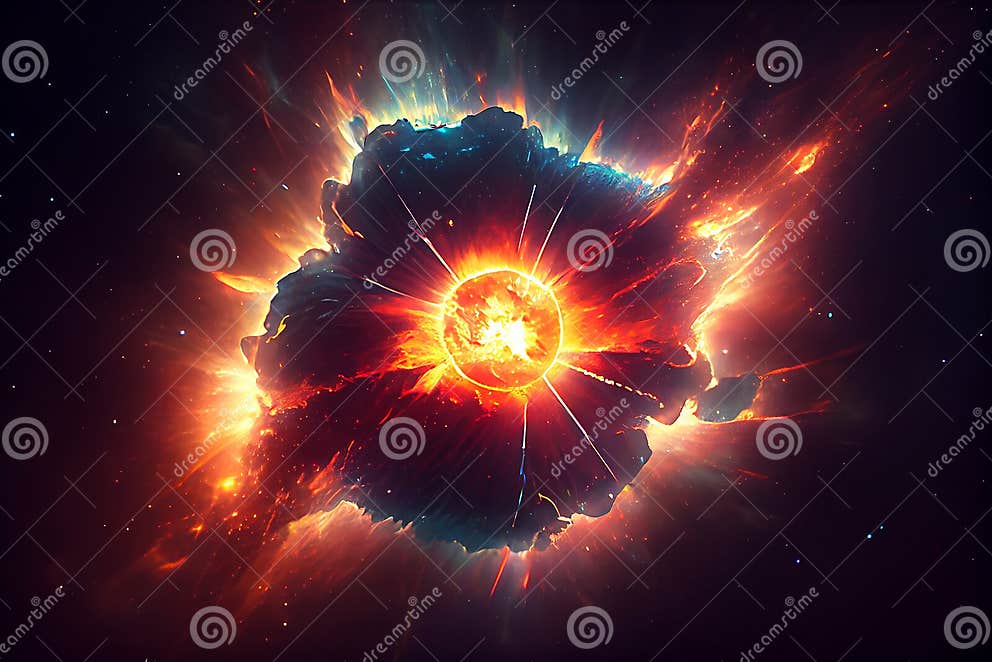 Exploding Supernova in Space, Forming of Nebula, Generative Ai ...