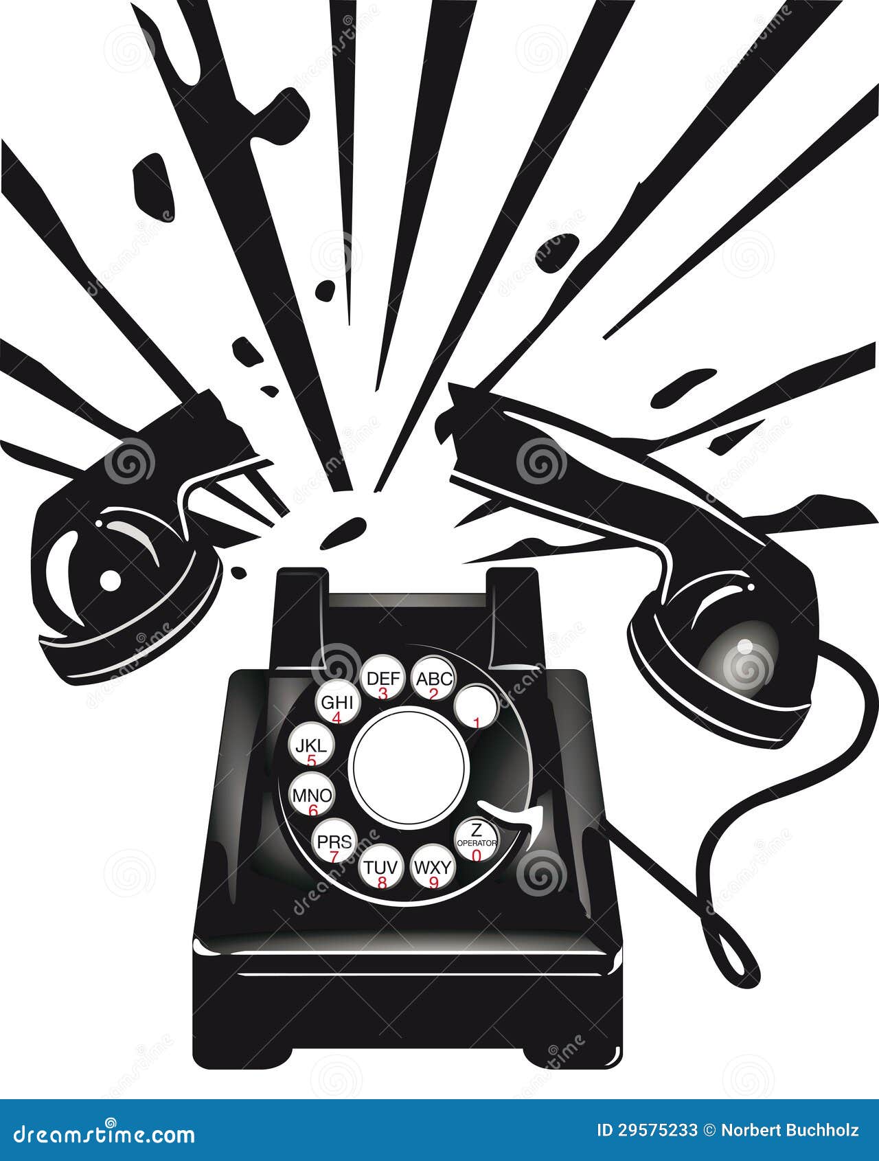 An Exploding Telephone Surrounded By Puffs Of Smoke And Bright Flashes ...