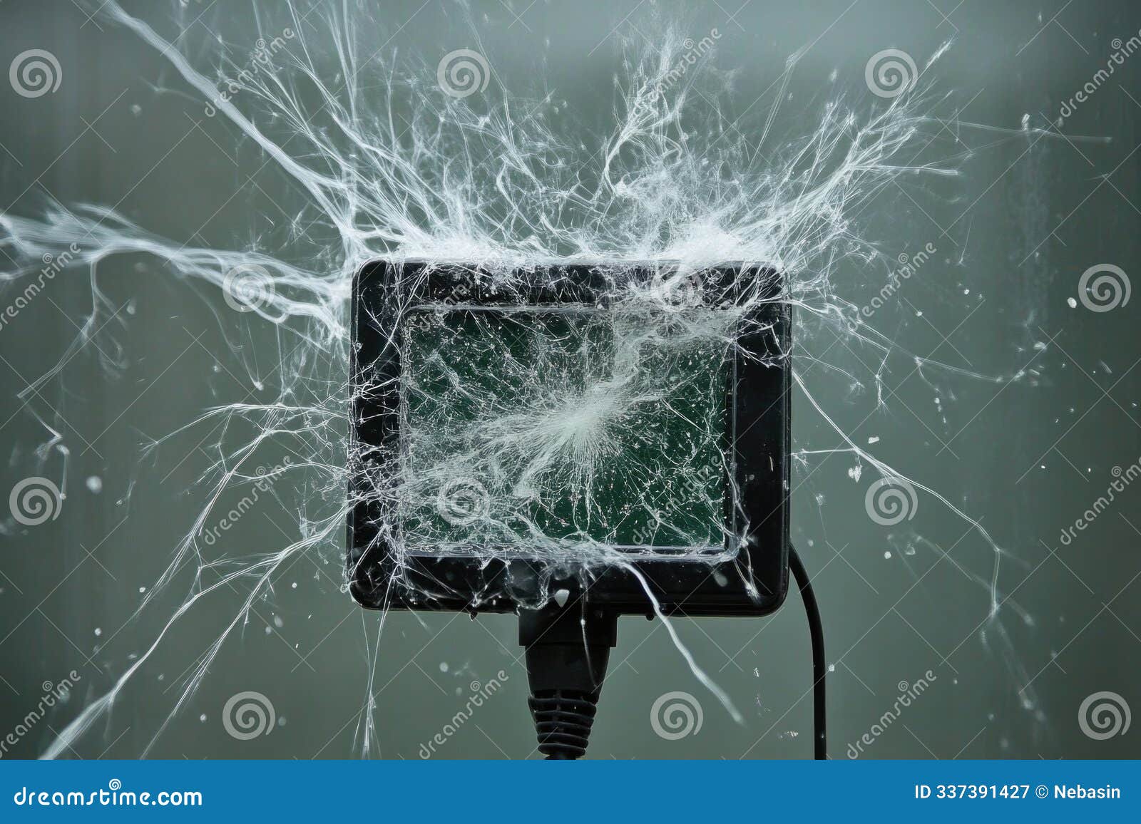 Exploding Television Screen Capturing Dramatic Burst Of Shattered Glass ...