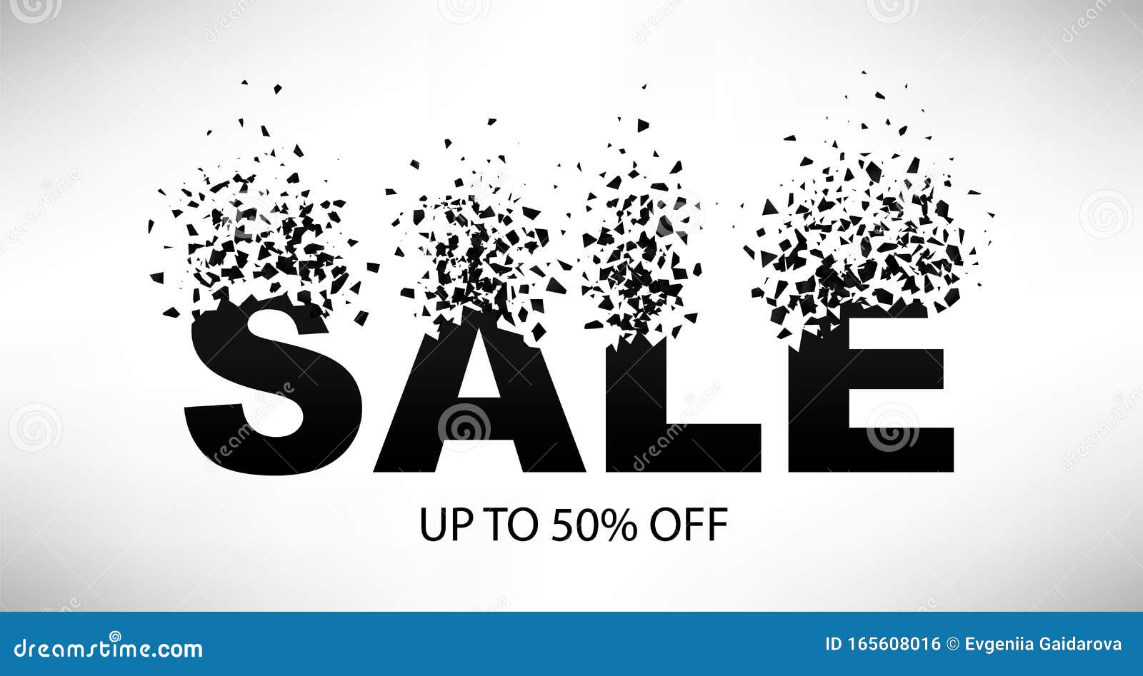 Exploding Text SALE with Debris. Isolated Black Illustration Stock ...