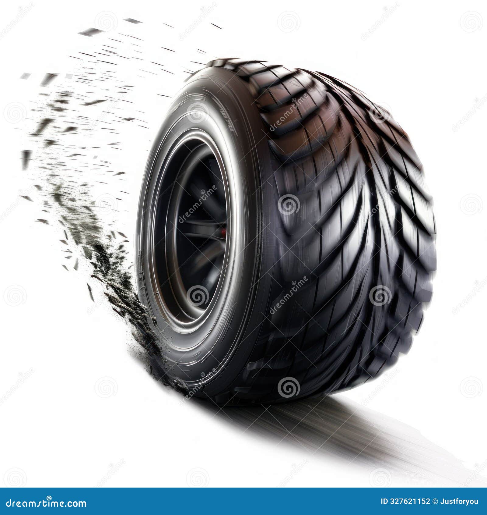 Exploding Tire with Debris on White Background. Generative Ai Stock ...
