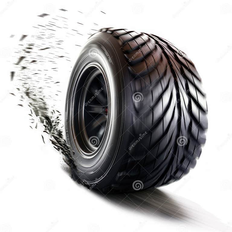 Exploding Tire with Debris on White Background. Generative Ai Stock ...