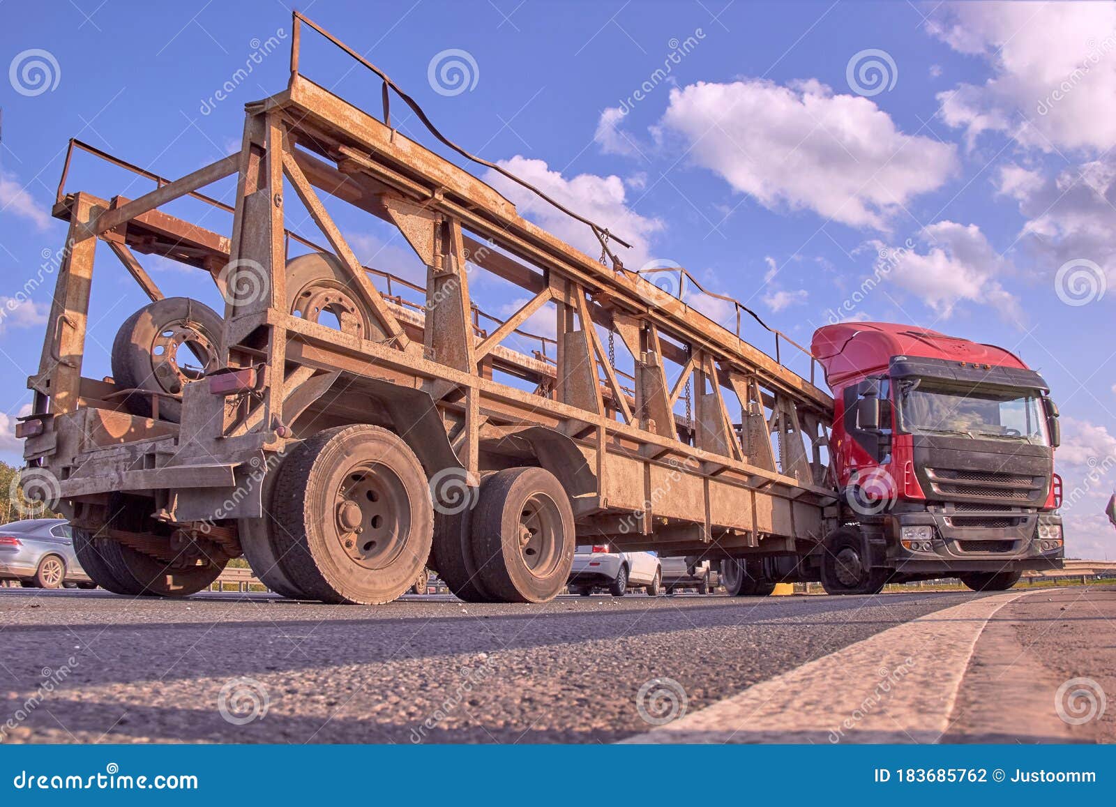 An Exploding Truck Wheel Caused an Accident on the Road Stock Photo ...