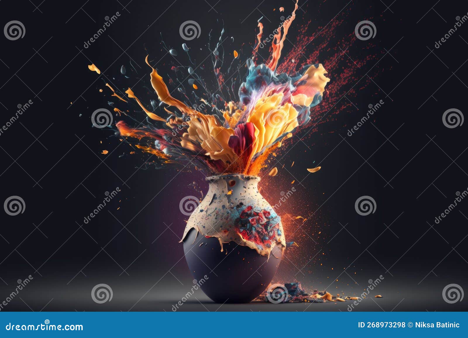 Exploding Vase Illustration Stock Illustration - Illustration of vivid ...