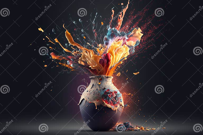 Exploding Vase Illustration Stock Illustration - Illustration of vivid ...