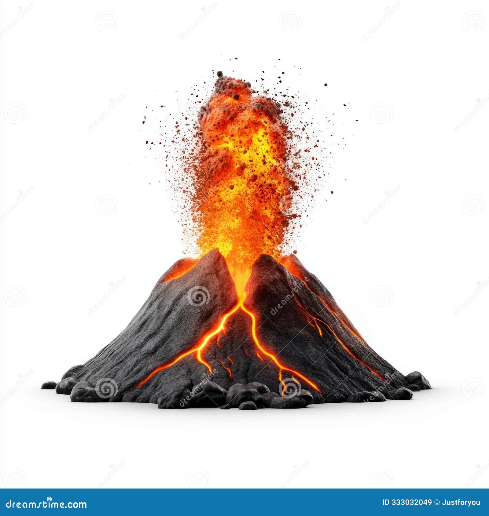 Exploding Volcano with Lava Flow Stock Illustration - Illustration of ...