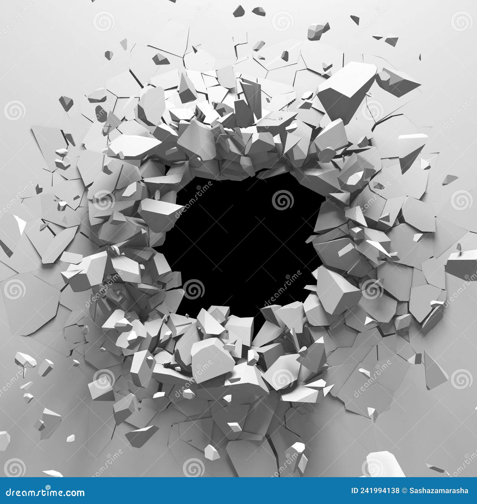 Exploding Wall with Free Area on Center Stock Illustration ...