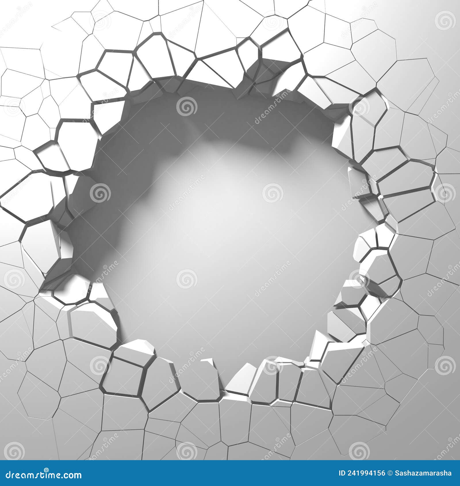 Exploding Wall with Free Area on Center Stock Illustration ...