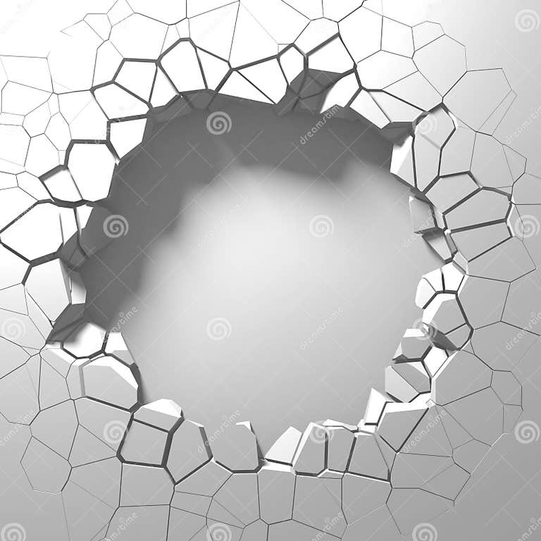 Exploding Wall with Free Area on Center Stock Illustration ...
