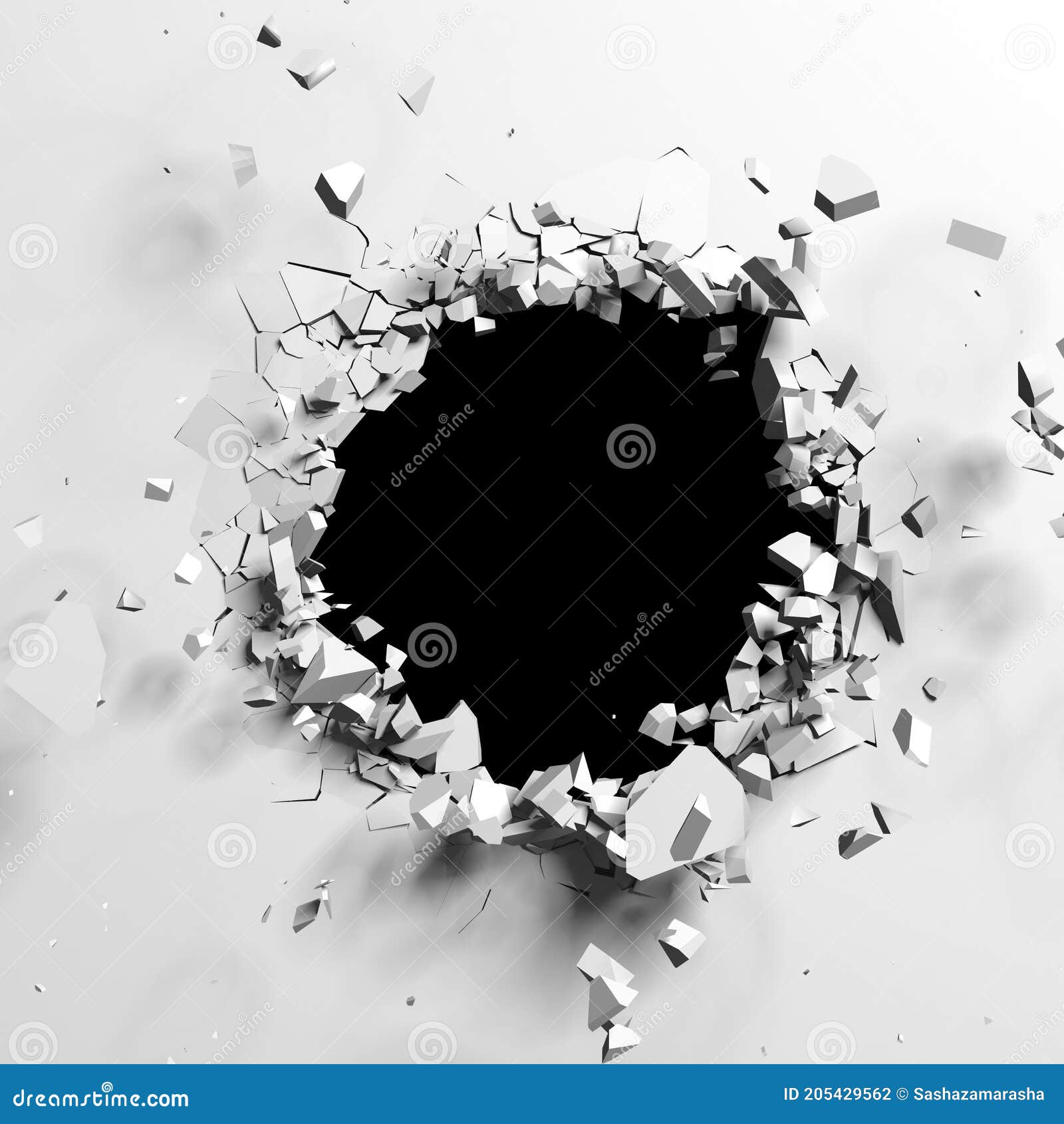 Exploding Wall with Free Area on Center Stock Illustration ...
