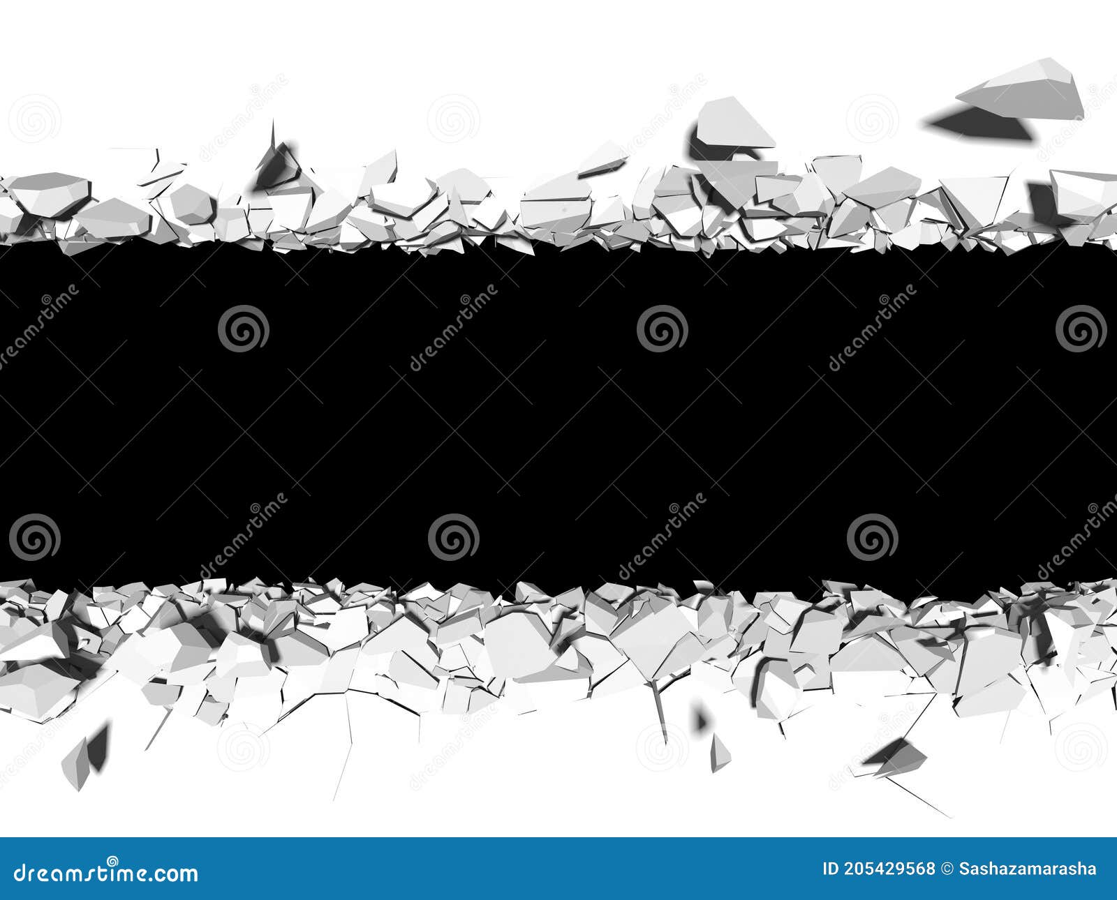 Exploding Wall with Free Area on Center Stock Illustration ...
