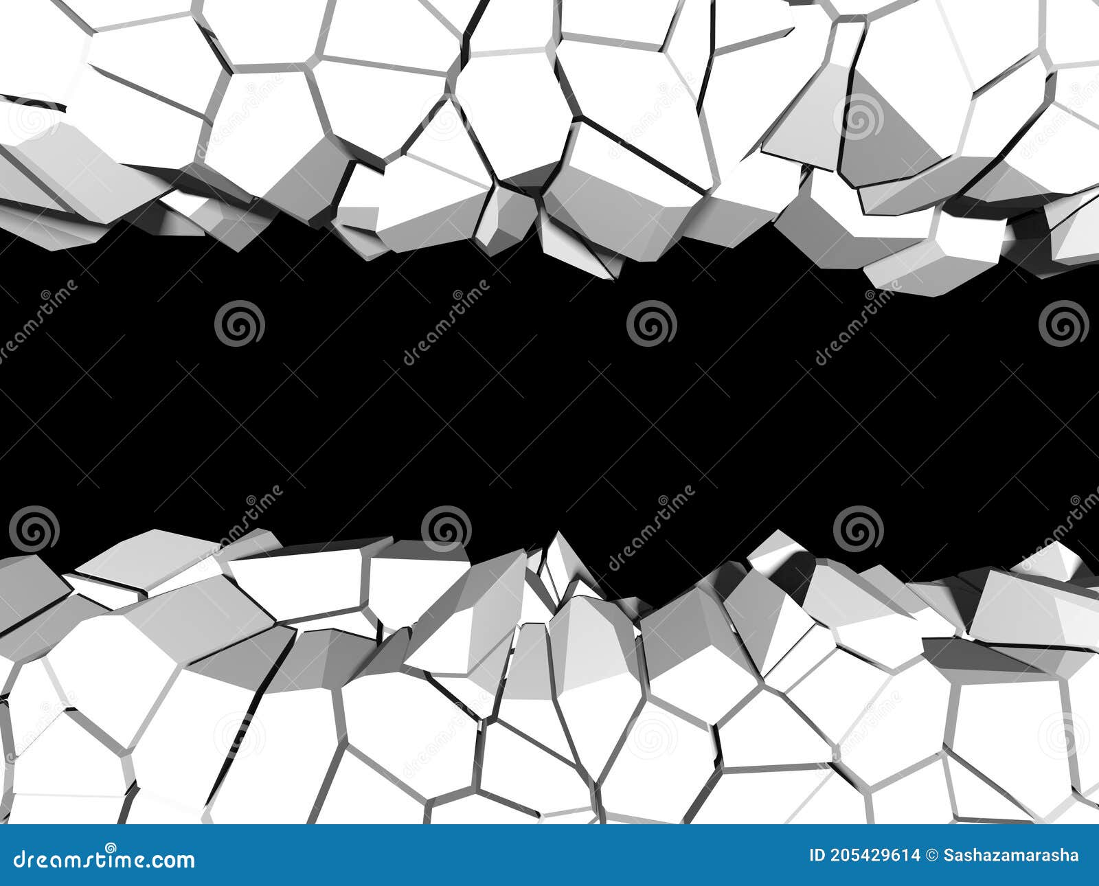 Exploding Wall with Free Area on Center Stock Illustration ...