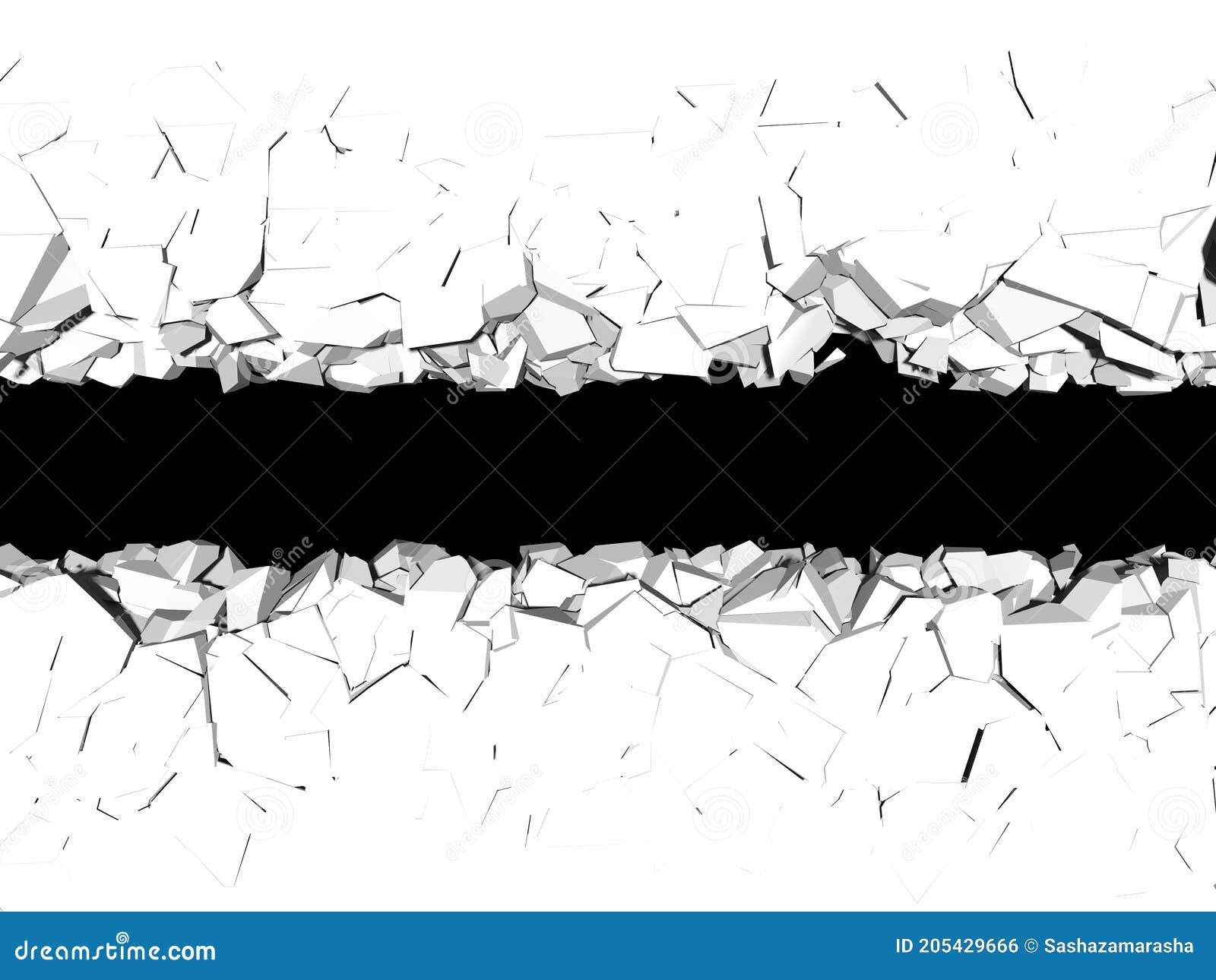 Exploding Wall with Free Area on Center Stock Illustration ...