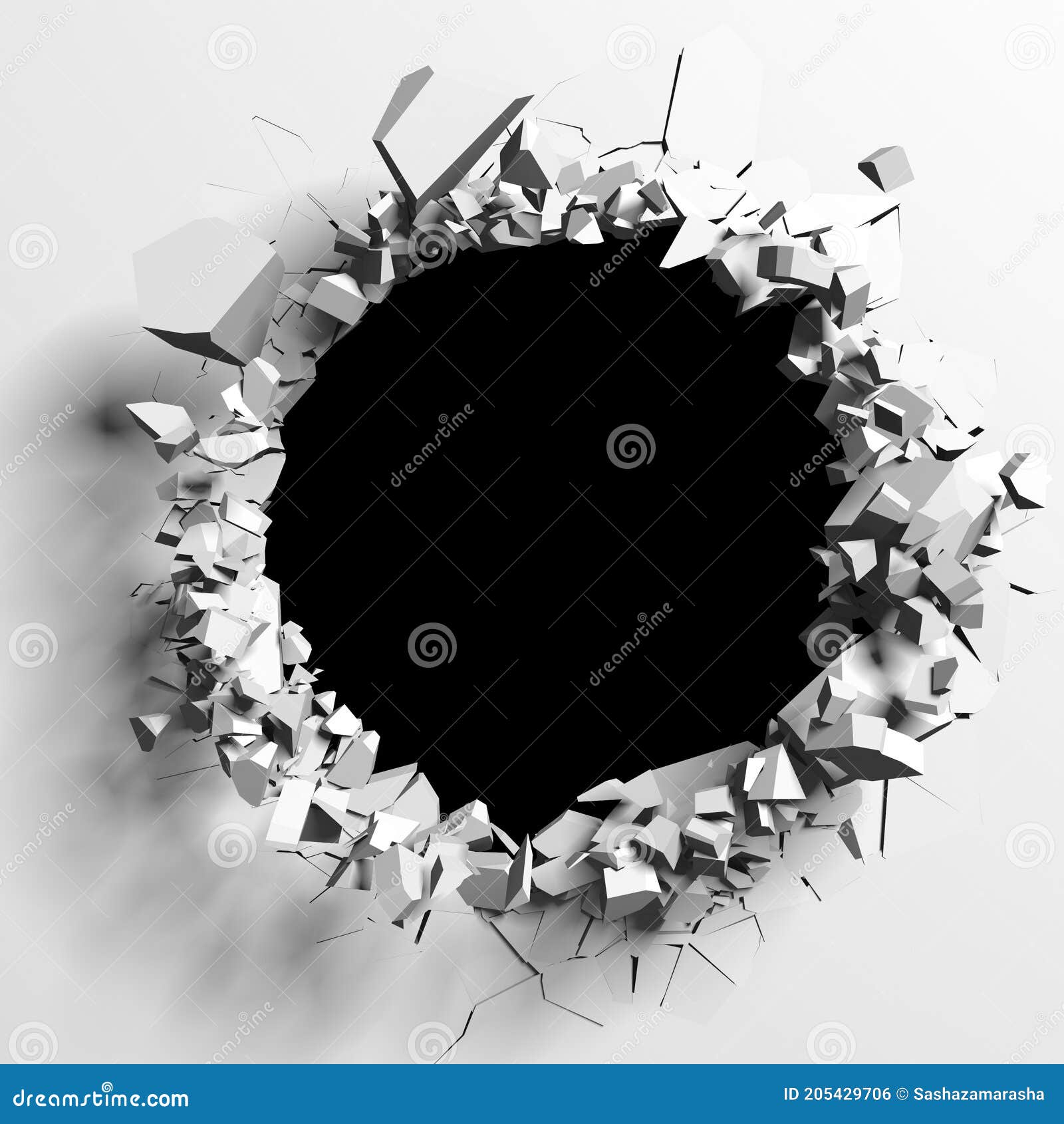 Exploding Wall with Free Area on Center Stock Illustration ...