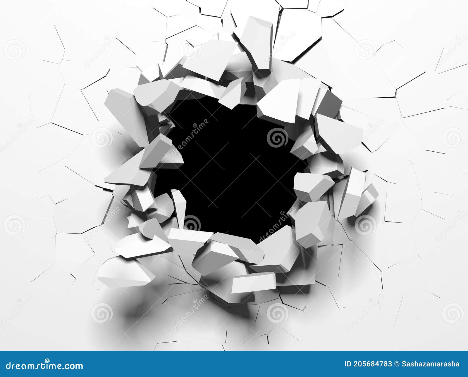Exploding Wall with Free Area on Center Stock Illustration ...