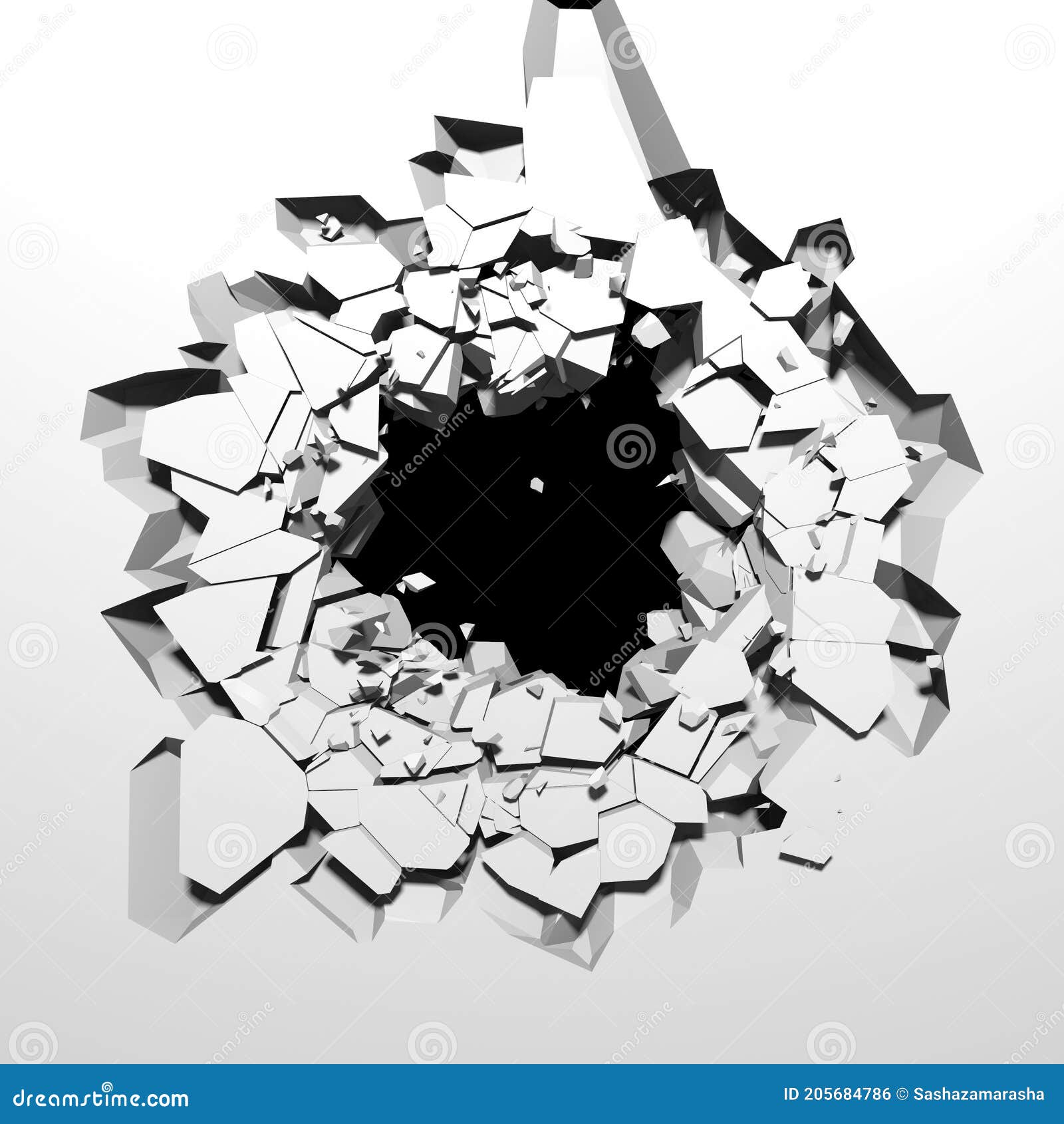 Exploding Wall with Free Area on Center Stock Illustration ...