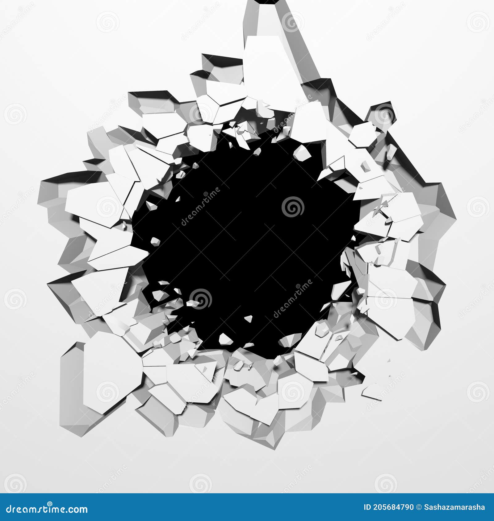 Exploding Wall with Free Area on Center Stock Illustration ...