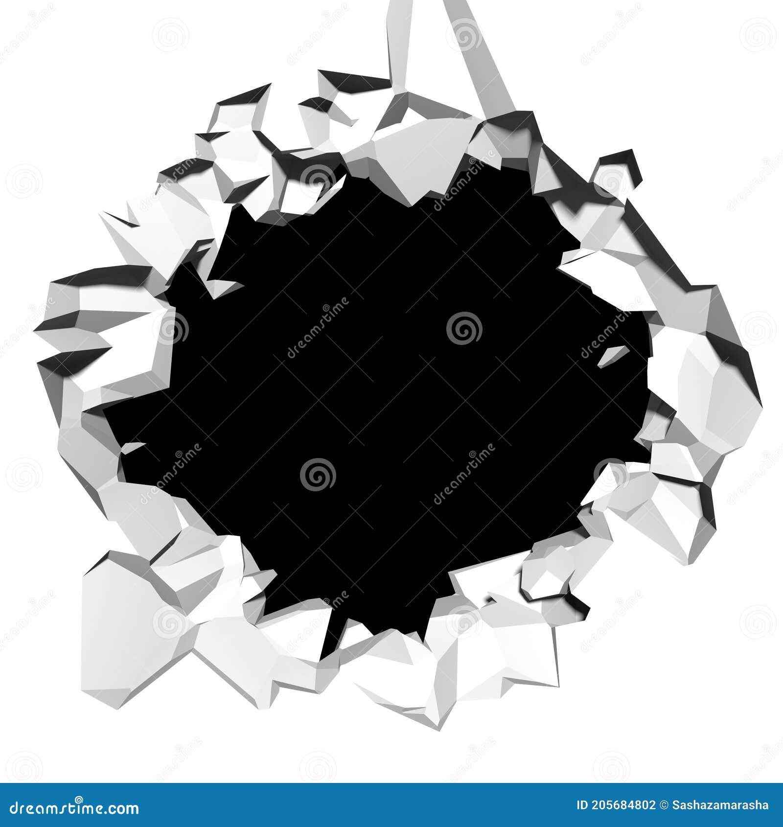 Exploding Wall with Free Area on Center Stock Illustration ...
