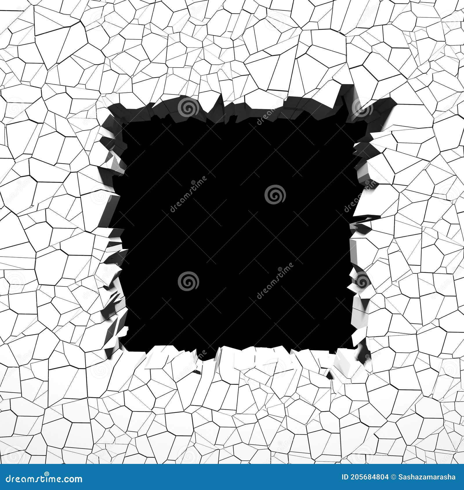 Exploding Wall with Free Area on Center Stock Illustration ...