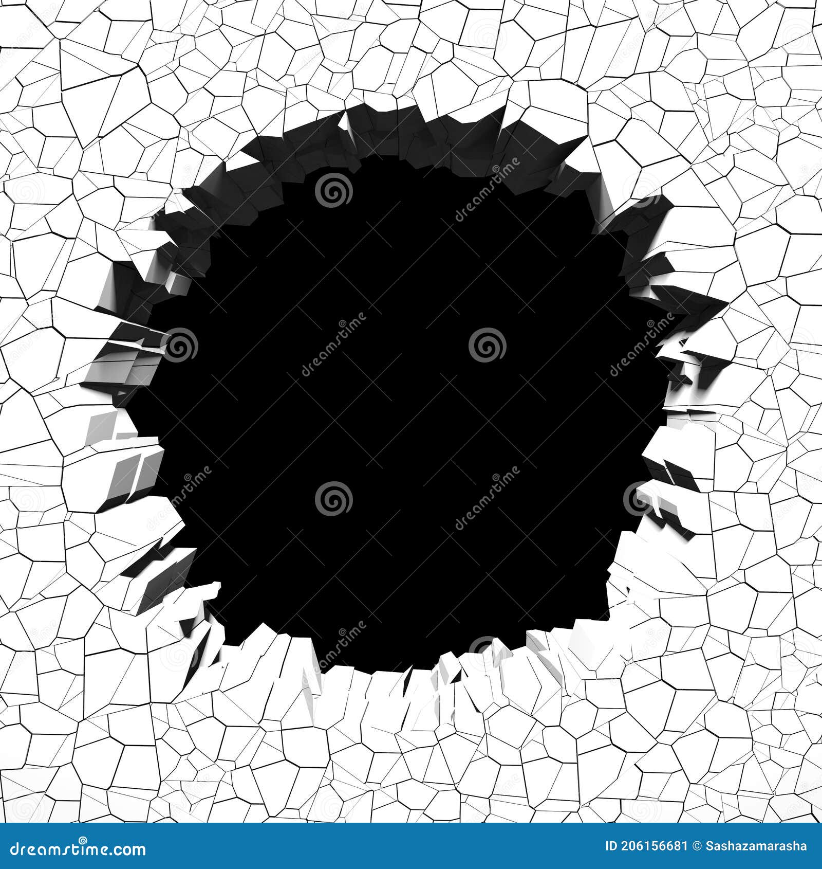 Exploding Wall with Free Area on Center Stock Illustration ...