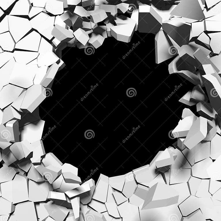 Exploding Wall with Free Area on Center Stock Illustration ...