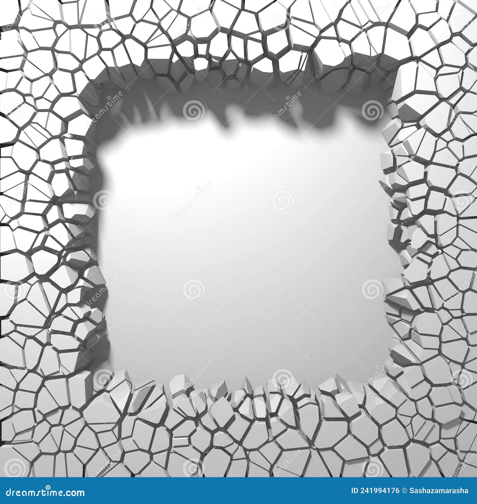 Exploding Wall with Free Area on Center Stock Illustration ...